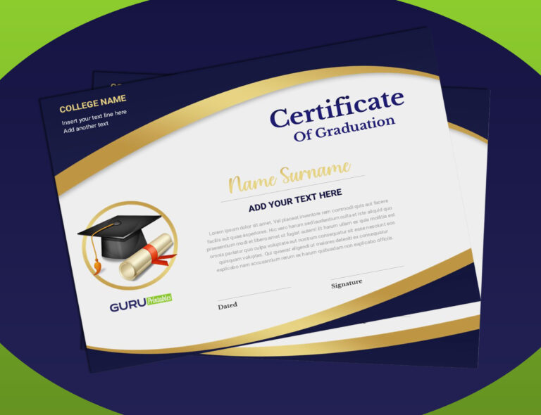 Blue and Gold Graduation Certificate Design - Guru Printables