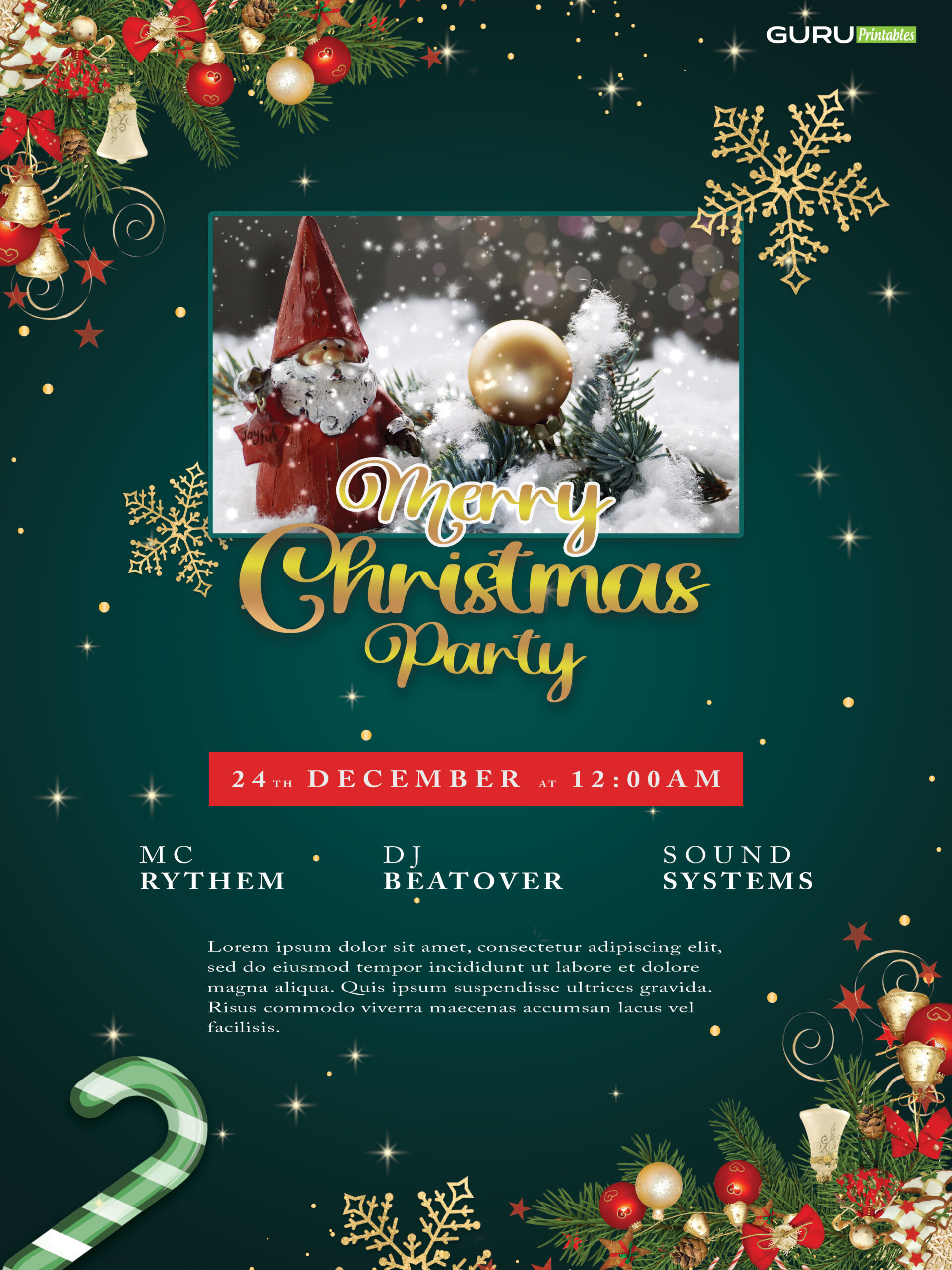 Christmas Party Invitation Flyer - Guru Printables