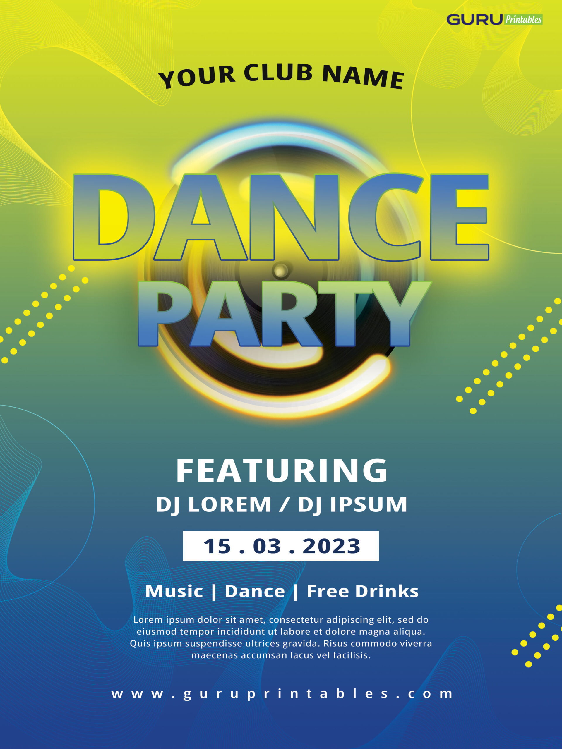 Dance Party Invitation Flyer - Guru Printables