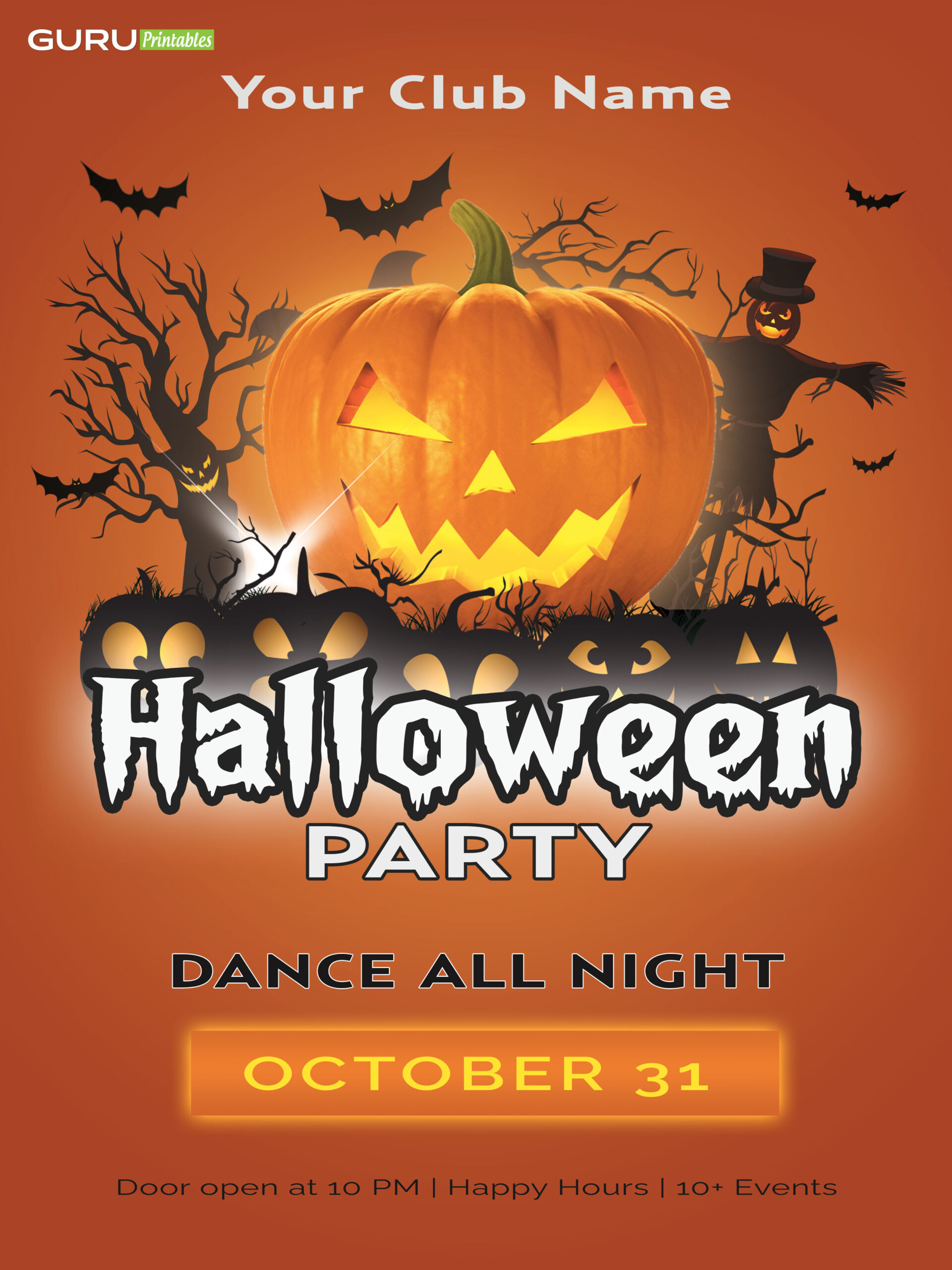 Halloween Party Flyer Template - Guru Printables