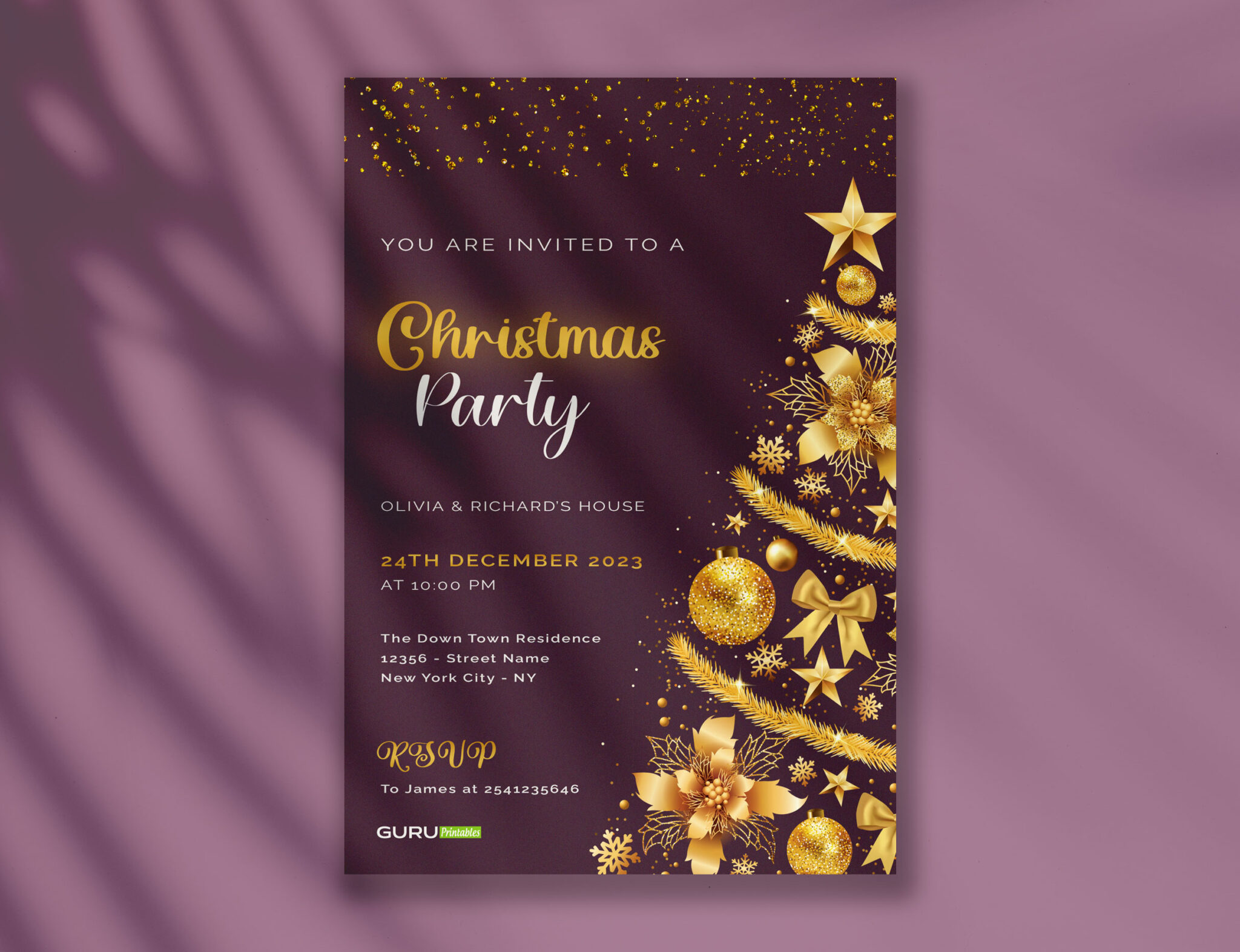 Minimalist Christmas Party Invitation Design - Guru Printables