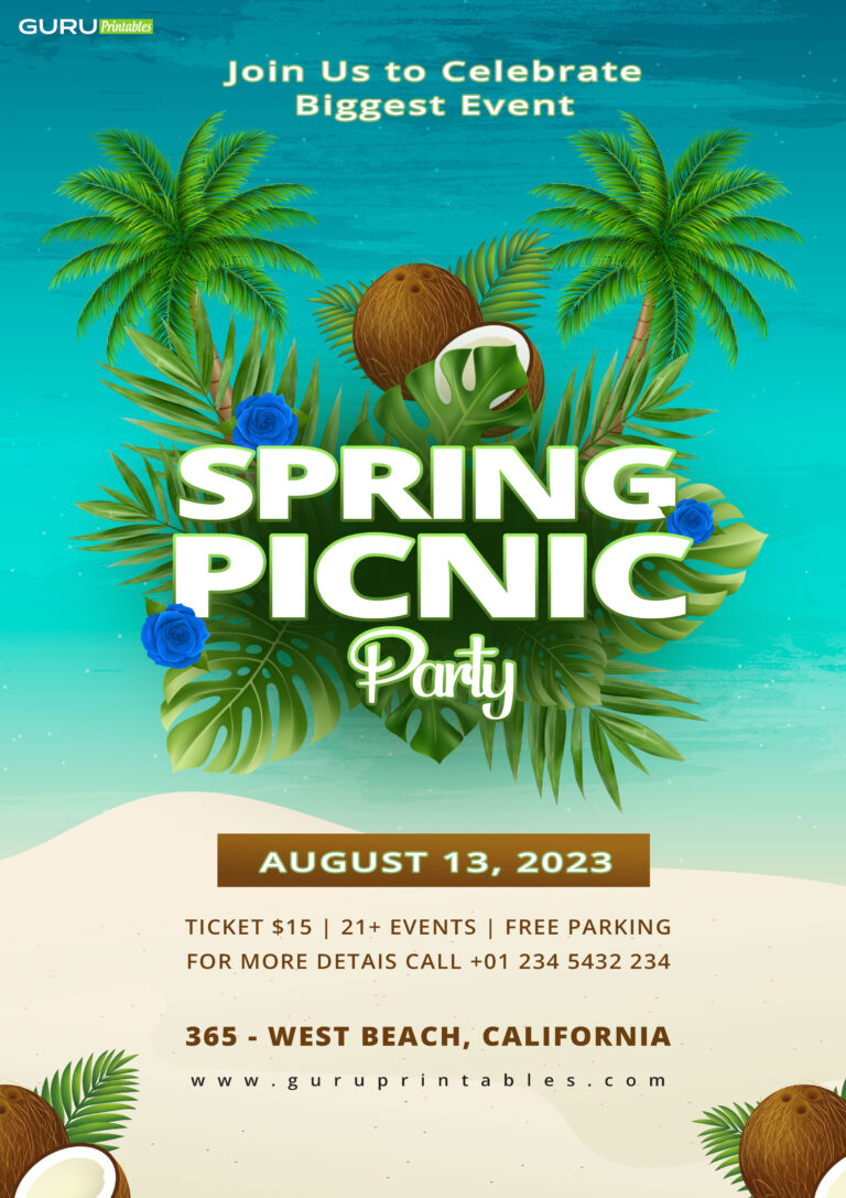 Spring Picnic Party Flyer - Guru Printables