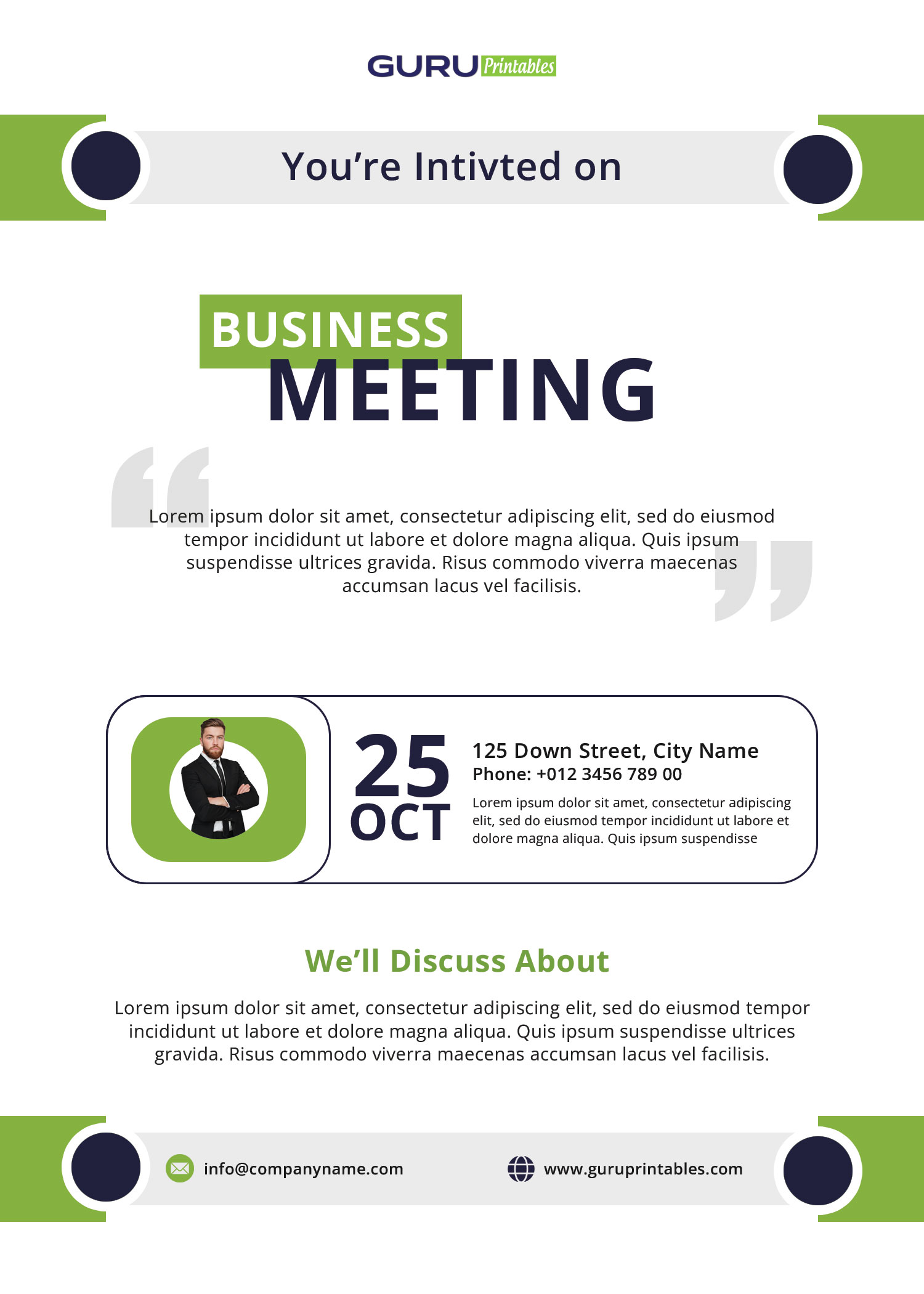 Business Meeting Invitation Template - Guru Printables