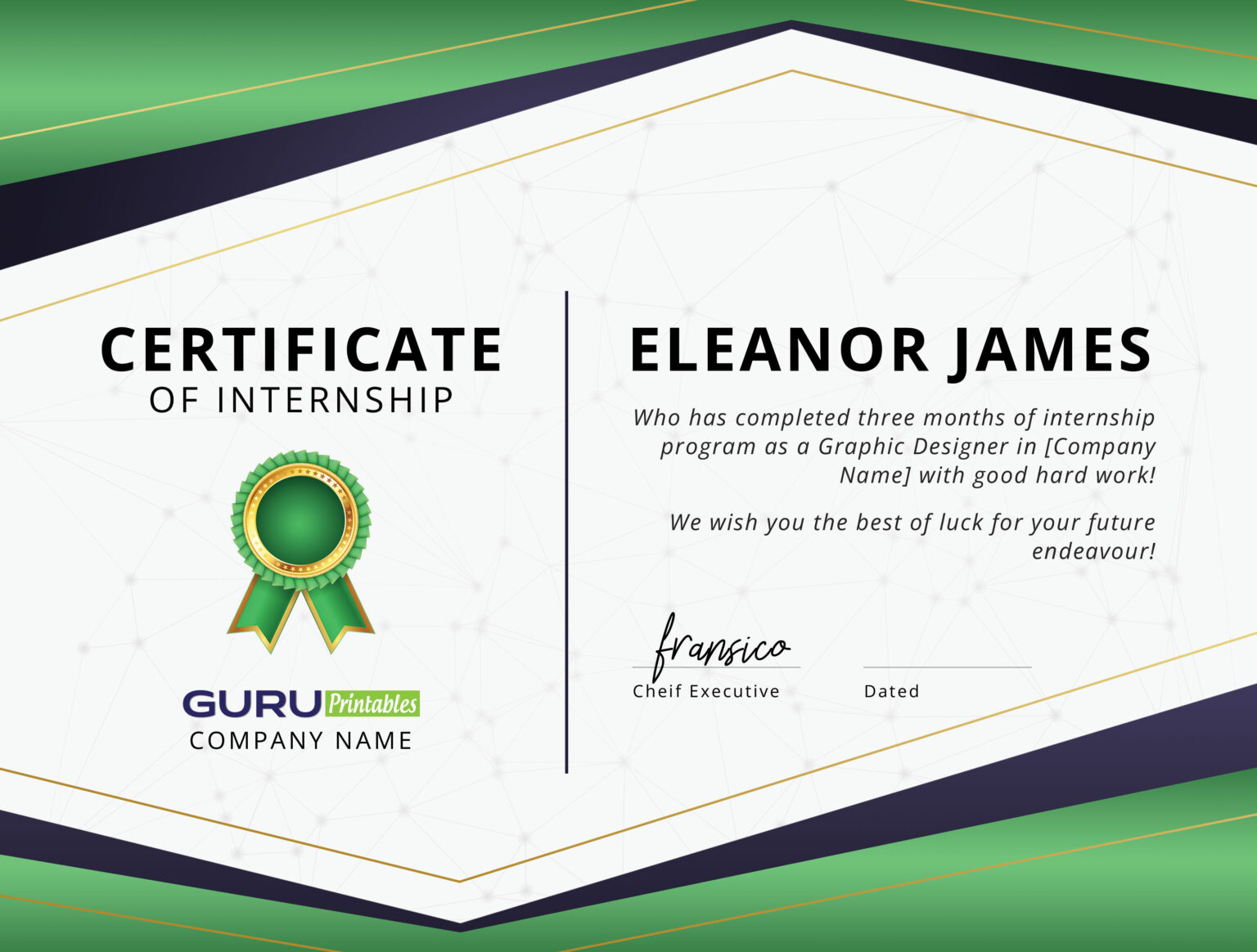 Creative Internship Certificate Template - Guru Printables