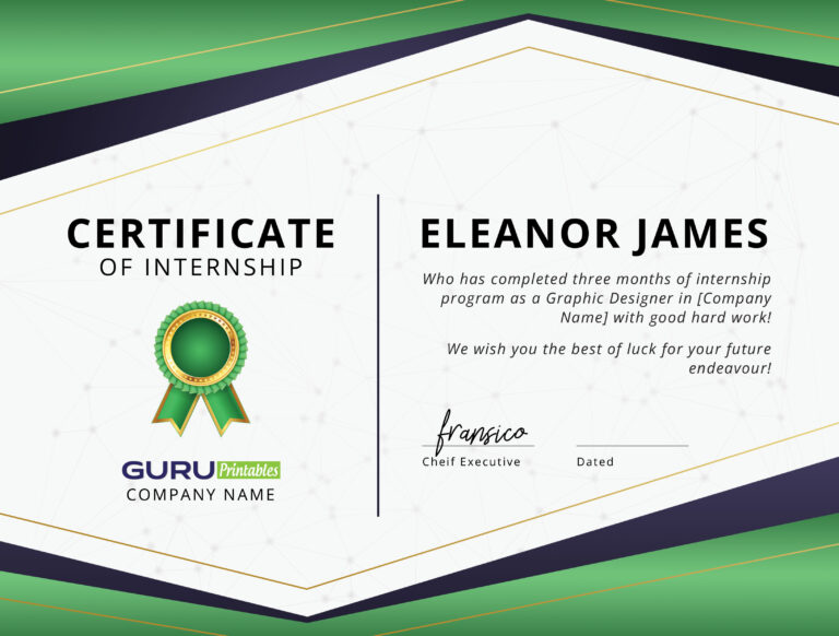 Creative Internship Certificate Template - Guru Printables
