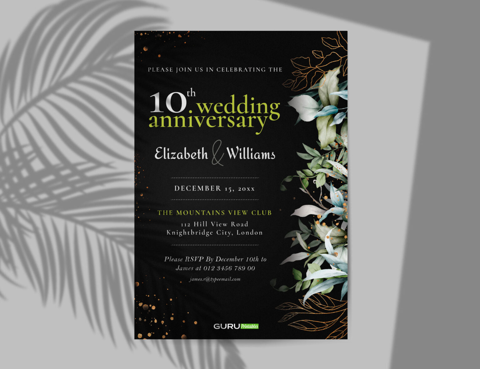 Modern Wedding Anniversary Invitation Design - Guru Printables