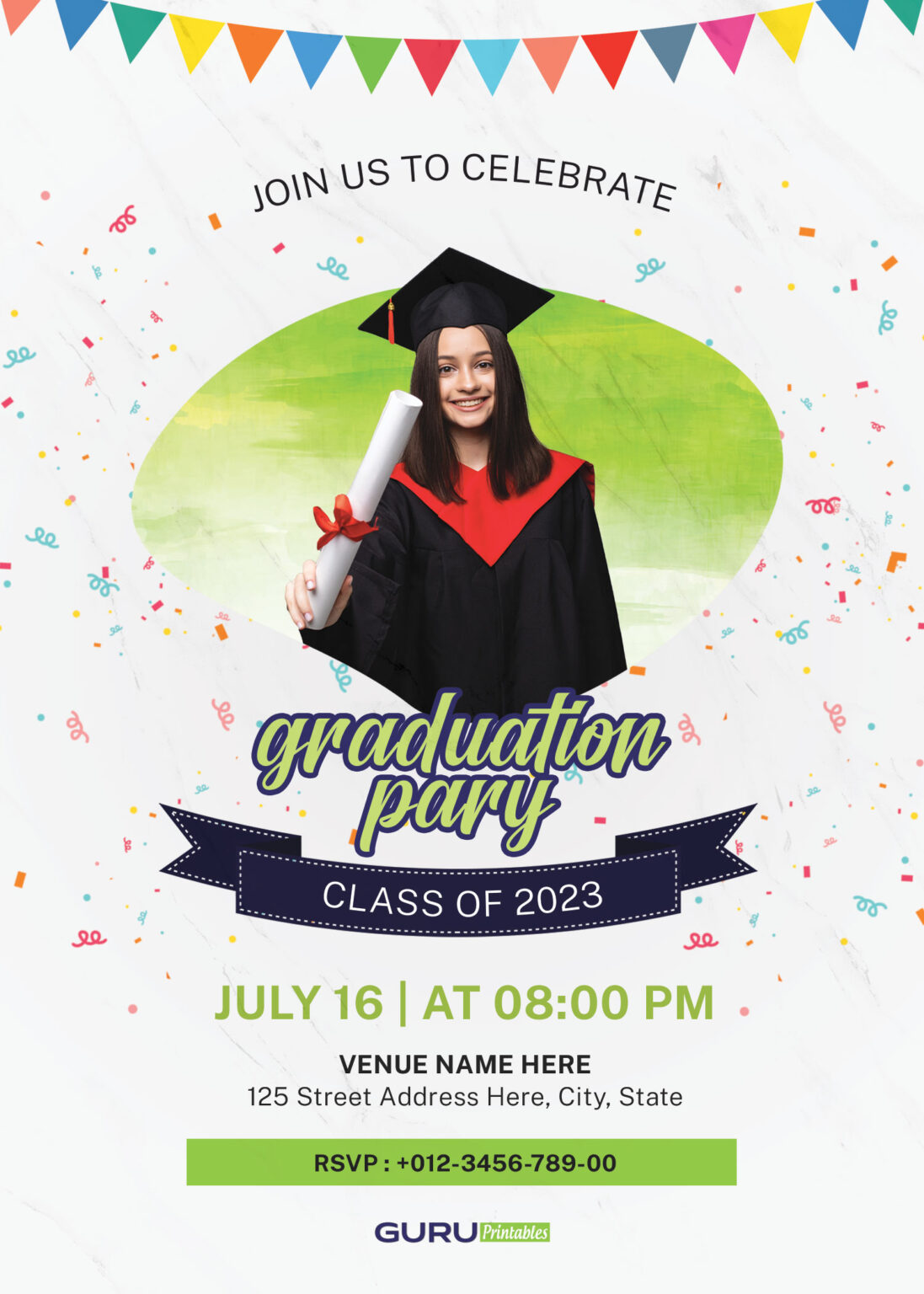 Printable Graduation Party Invitation Template - Guru Printables