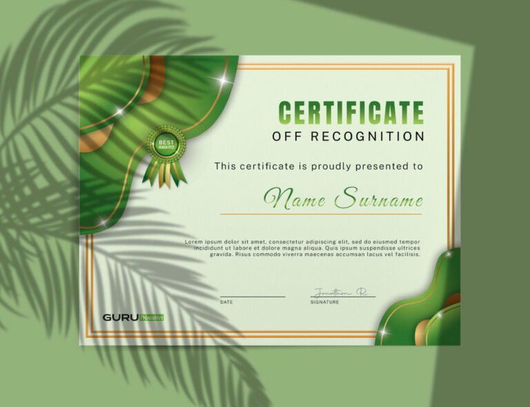 Trendy Certificate of Recognition Template - Guru Printables