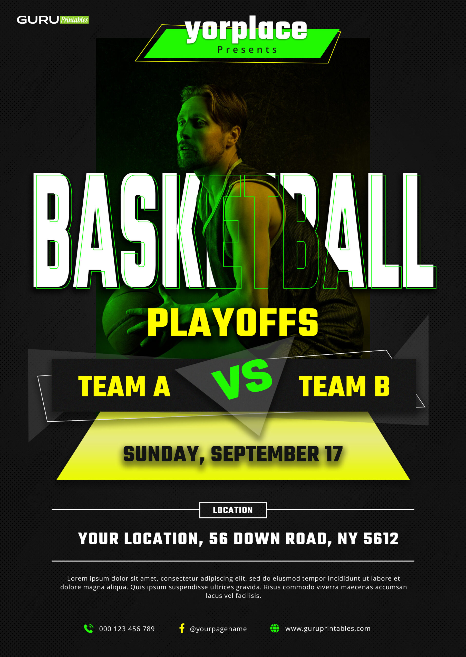 Creative Basketball Flyer Template - Guru Printables