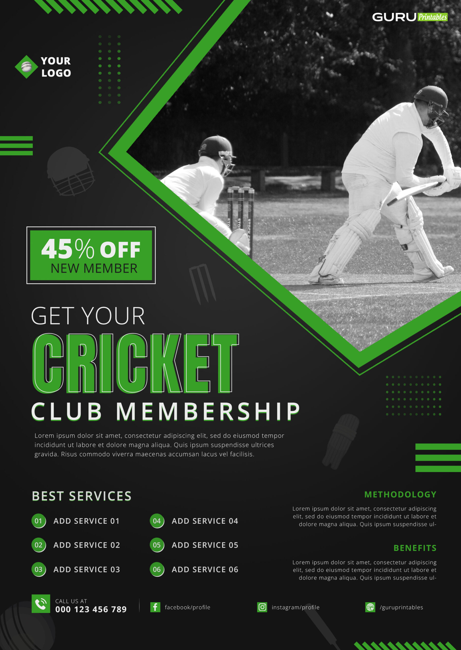 Cricket Club Membership Flyer Template - Guru Printables