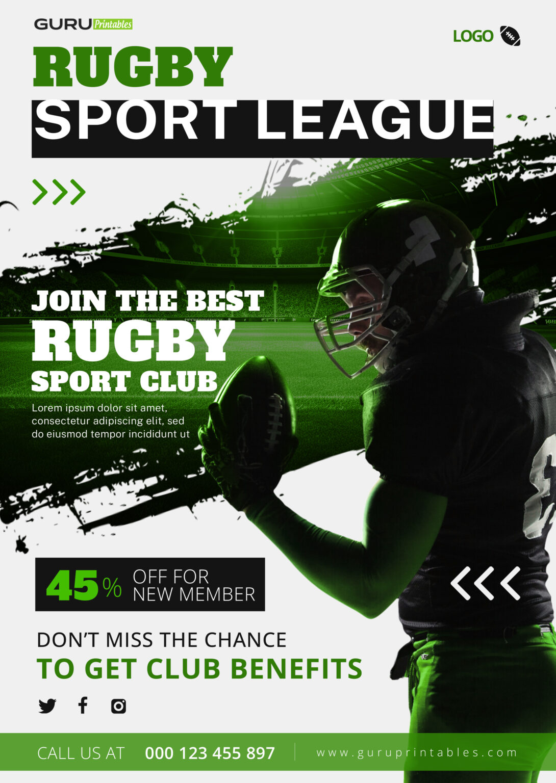 Rugby Sports Club Flyer Design - Guru Printables