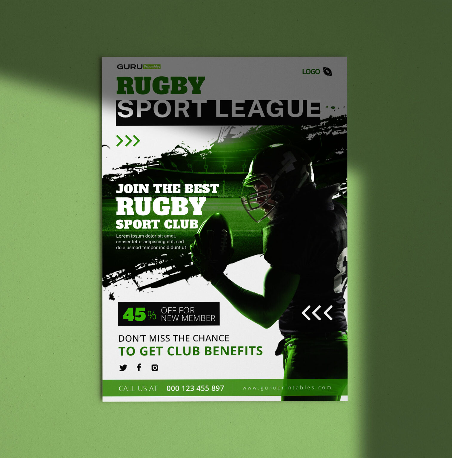 Rugby Sports Club Flyer Design - Guru Printables