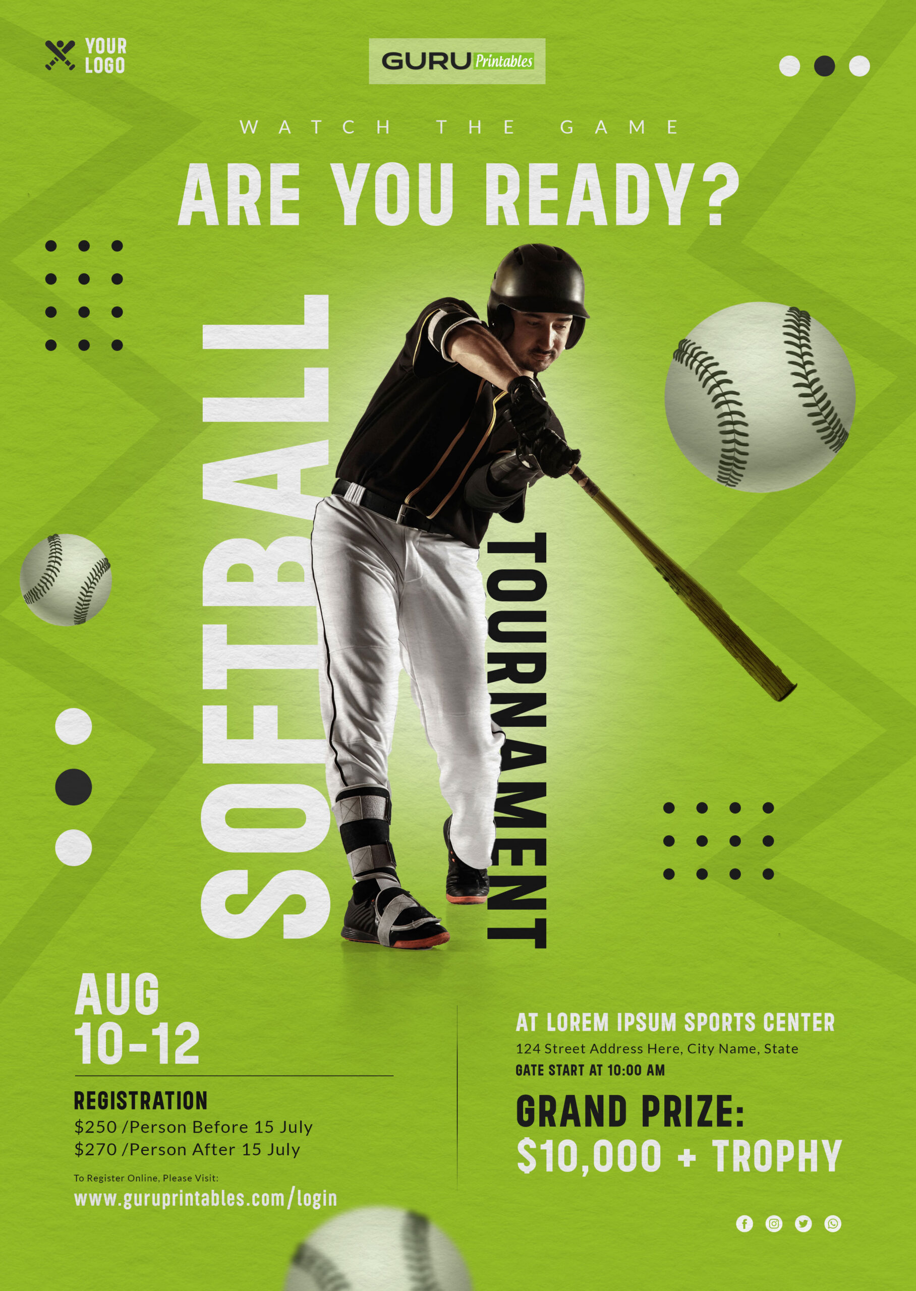 Softball Tournament Flyer Template - Guru Printables