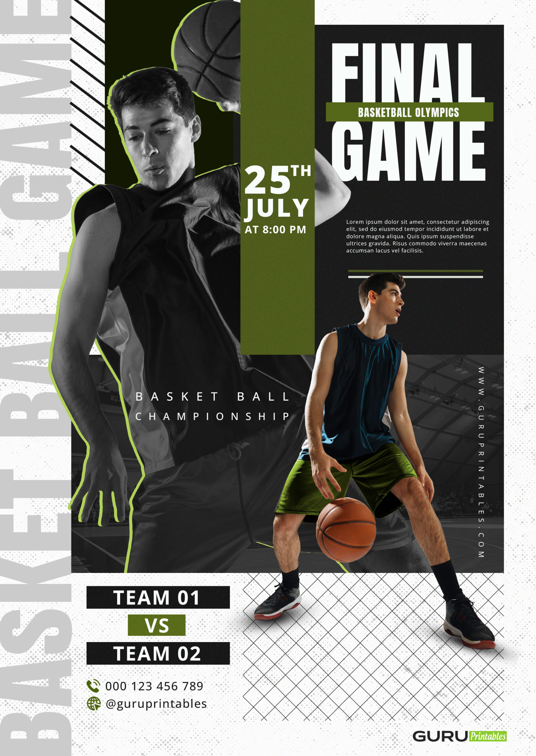 Trendy Basketball Flyer Design - Guru Printables