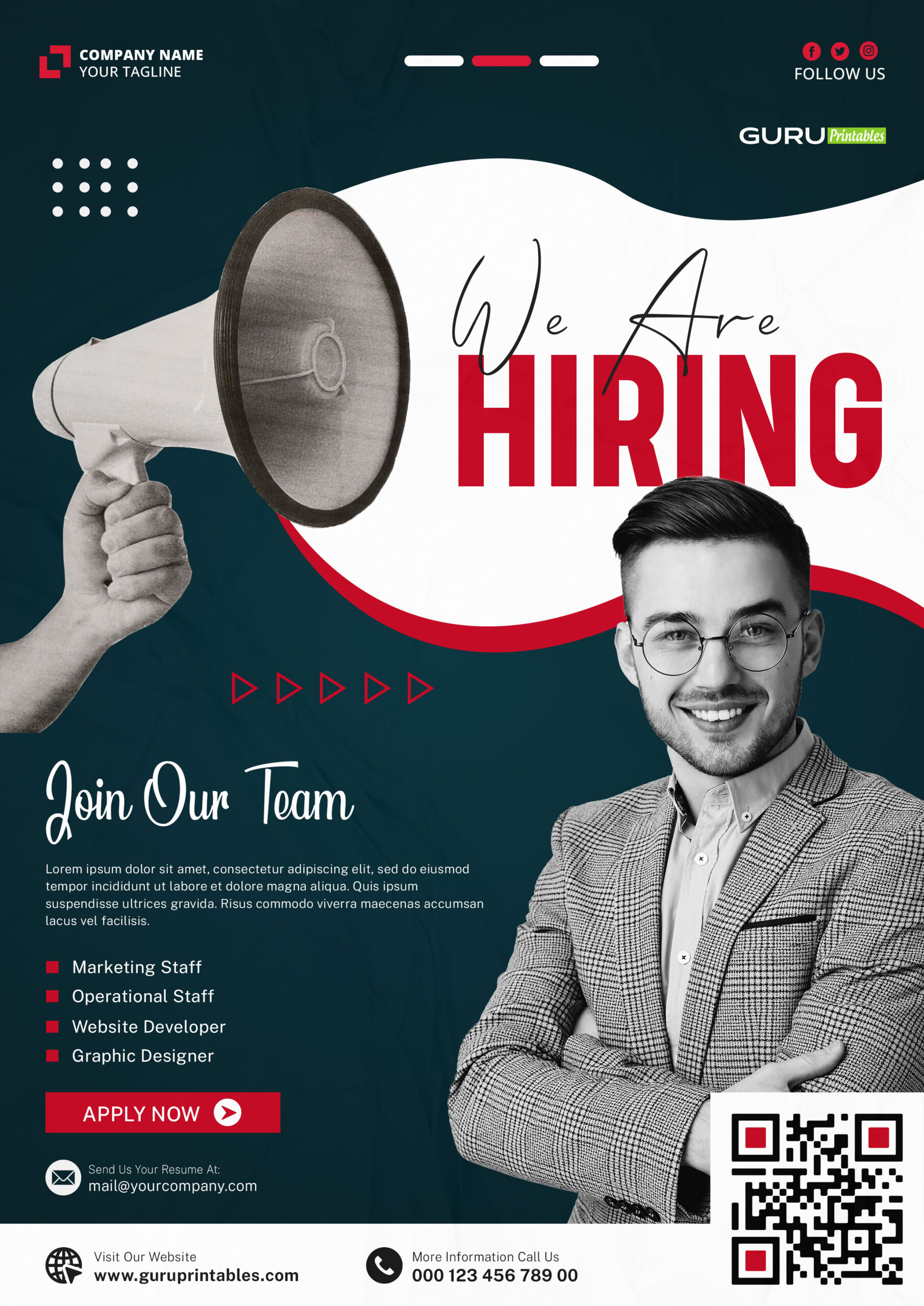 Creative Recruitment Flyer Design - Guru Printables