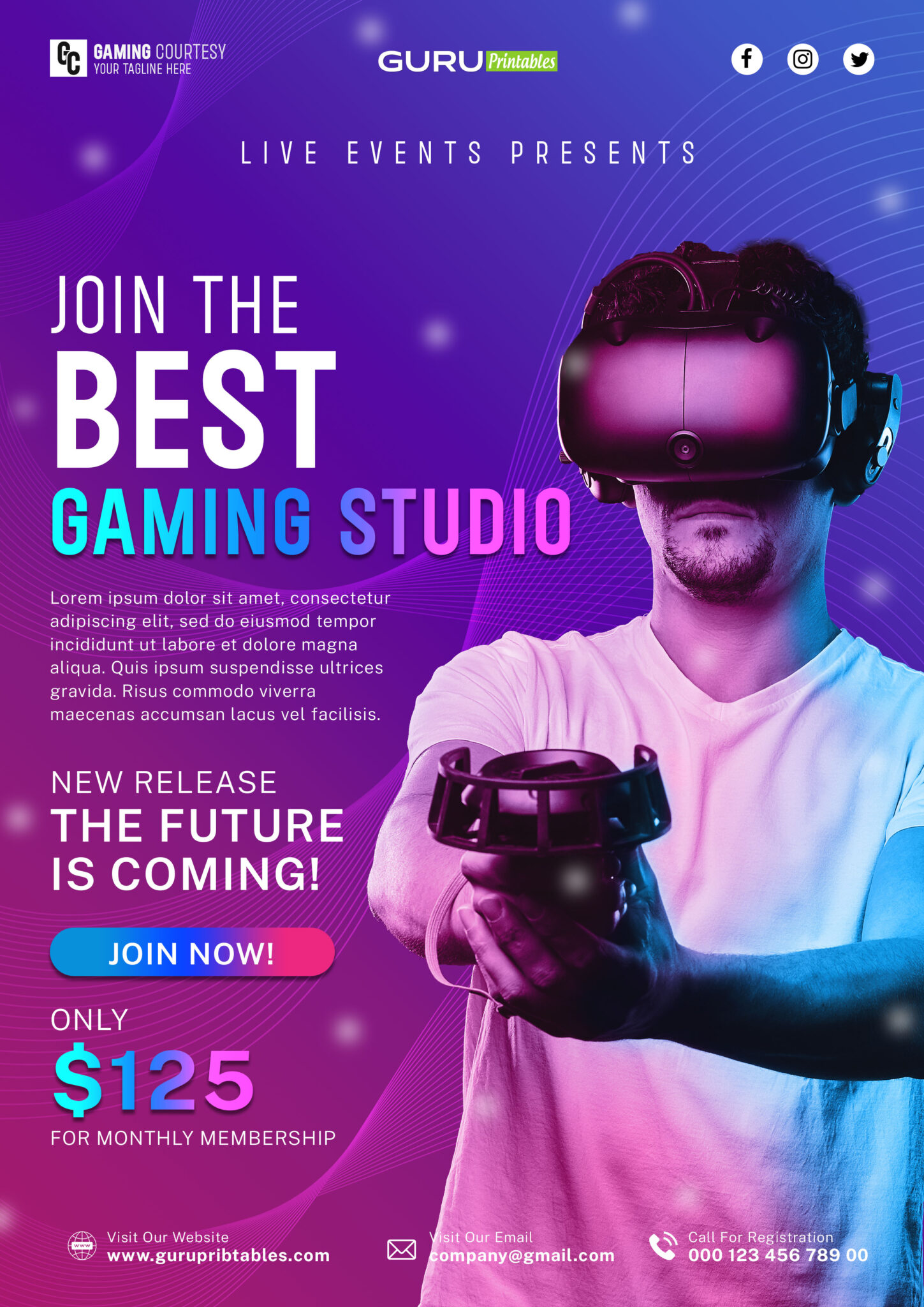 Gaming Membership Flyer Template - Guru Printables