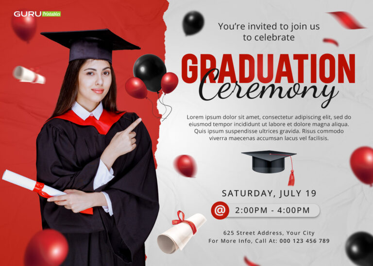 Graduation Ceremony Invitation Template - Guru Printables