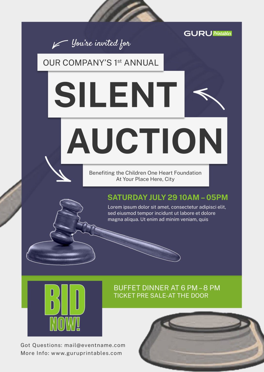 MS Word Silent Auction Flyer Design - Guru Printables