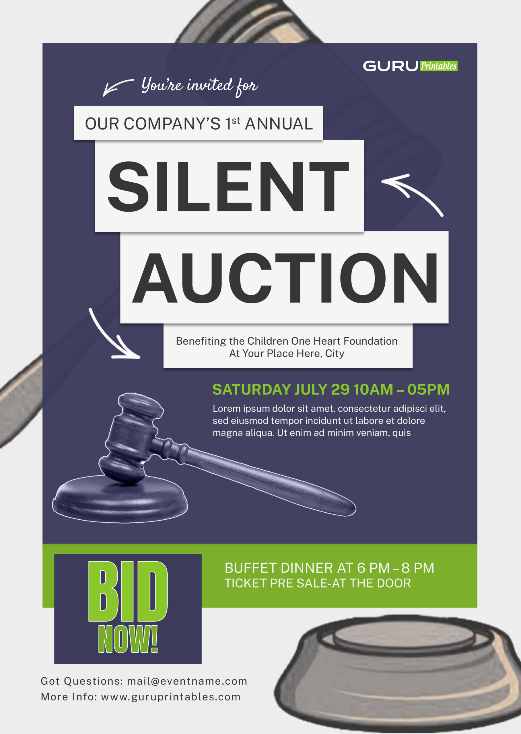 MS Word Silent Auction Flyer Design - Guru Printables