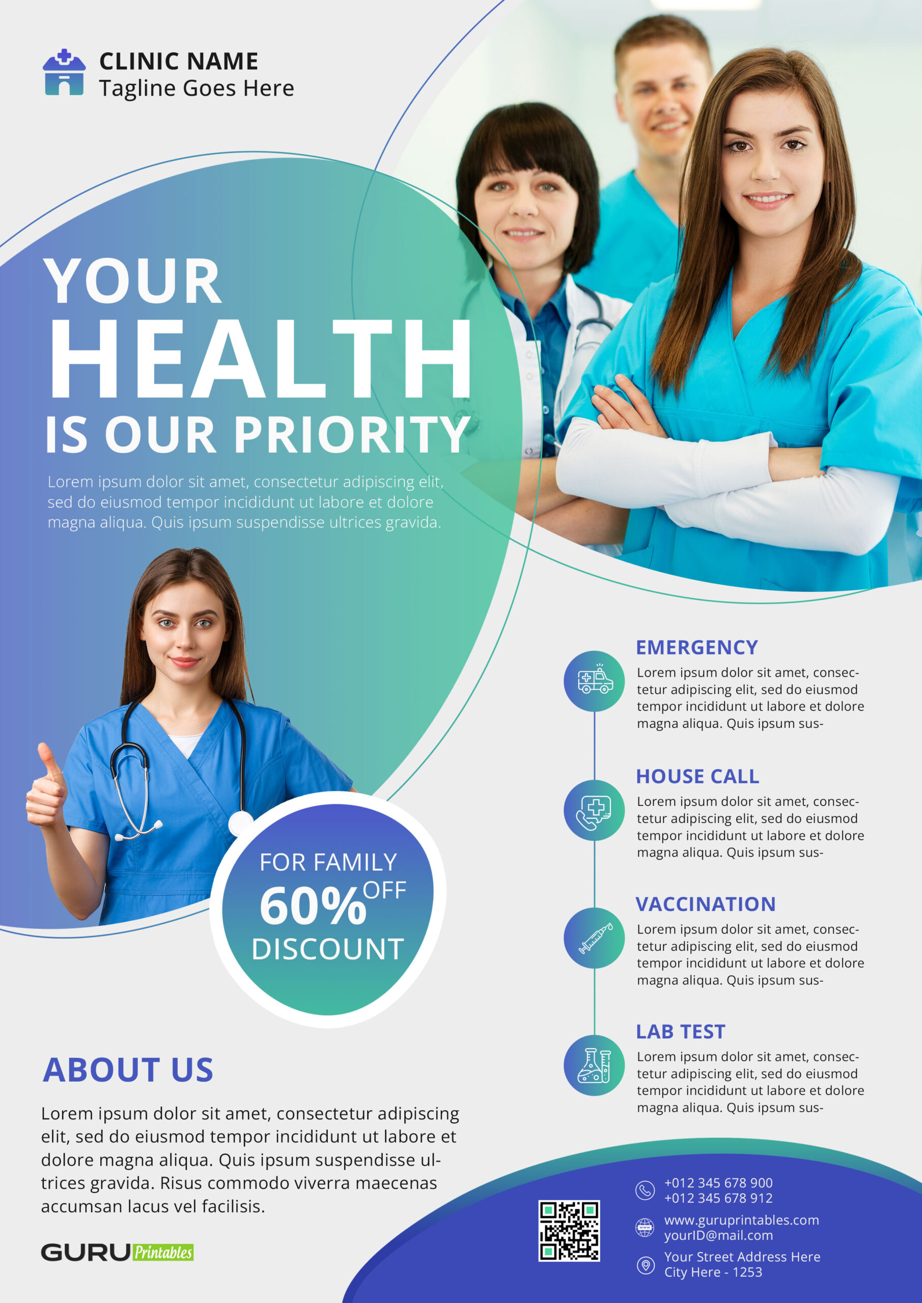 Printable Clinic Flyer Template - Guru Printables