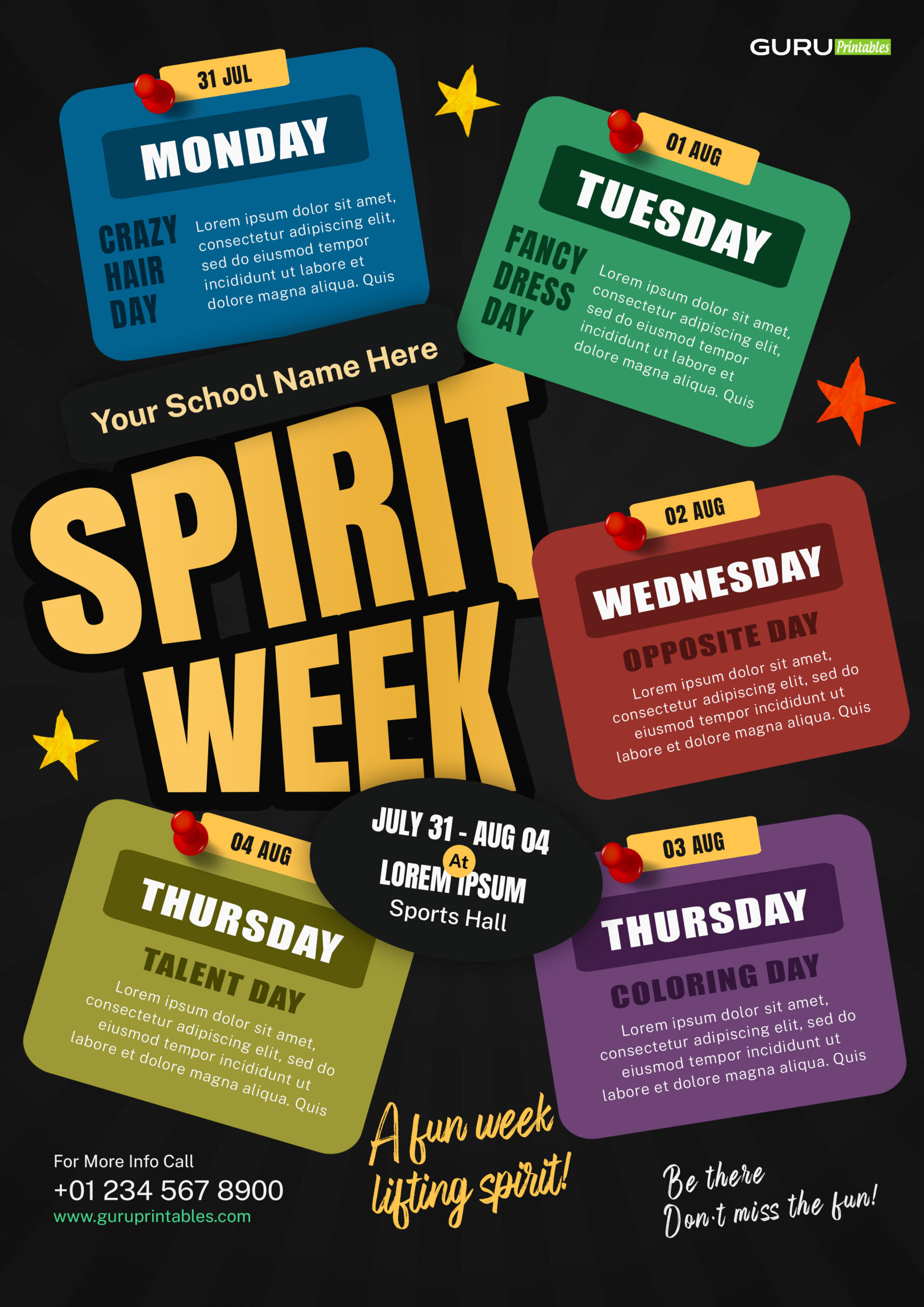 Spirit Week Flyer Templates Archives - Guru Printables